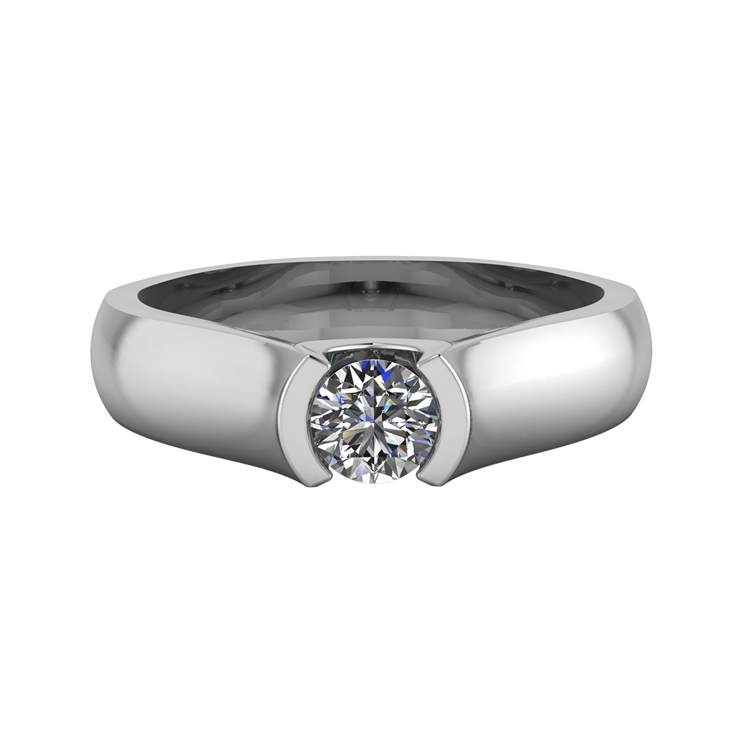 Anillo De Compromiso Solitario Redondo Anillo De Oro De 18kt Solitario