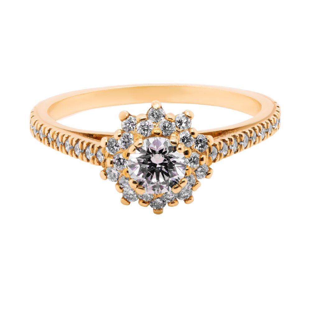 Anillo en oro 14k con diamante redondo 0.31ct + 40ctw DIAMANTE CRECIDO ...